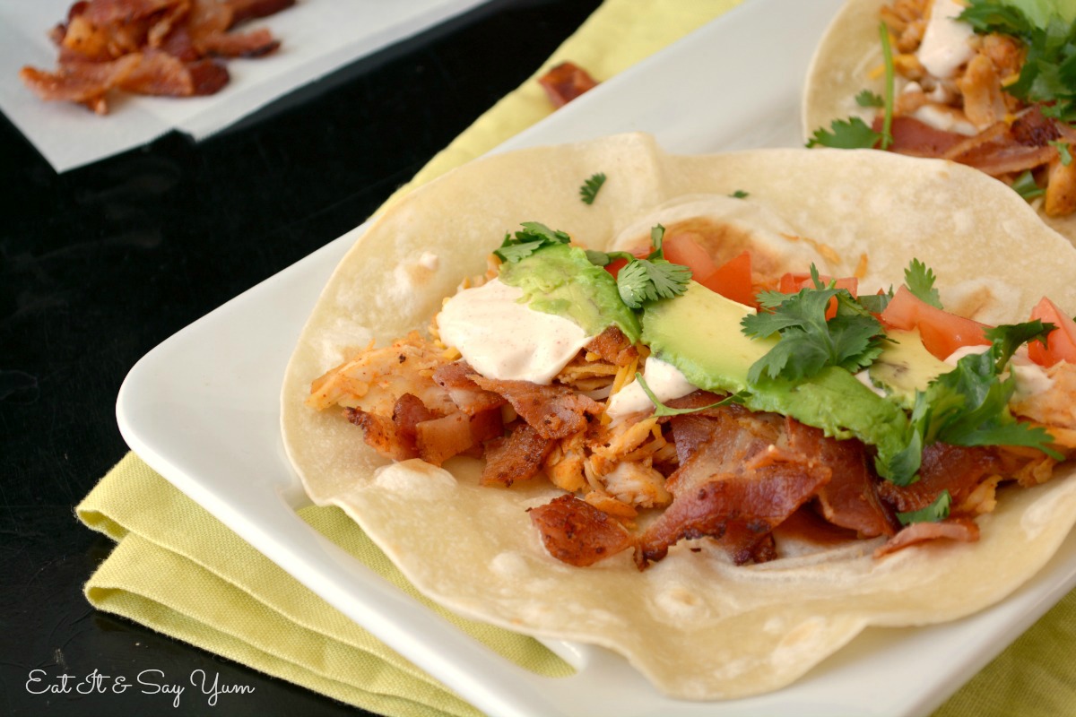 Chicken Club Tacos with Spicy Chipotle Sauce | Eat It & Say Yum